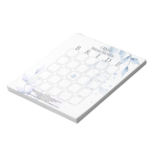 Dusty Blue and Pale Lilac Foliage Bridal Bingo Notepad | Zazzle
