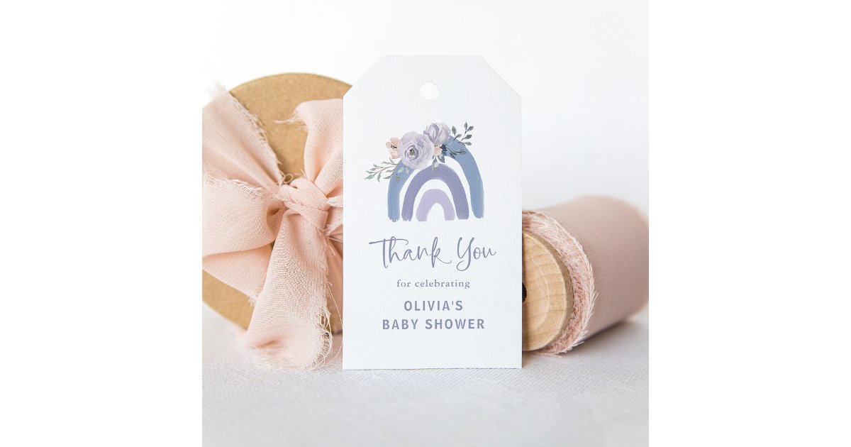 Dusty Blue and Purple Boho | Rainbow Baby Shower Gift Tags | Zazzle