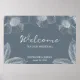 Dusty Blue and White Floral Line Art Poster | Zazzle