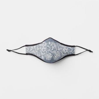 Dusty Blue and White Lace Premium Face Mask | Zazzle