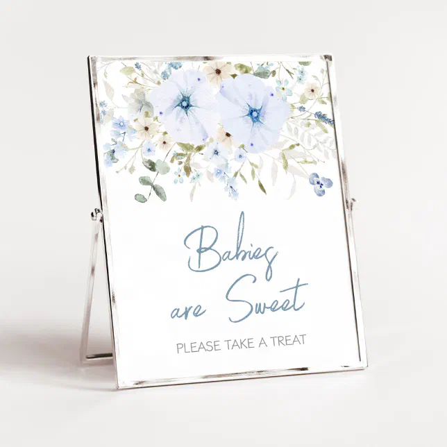 Dusty Blue Baby Bloom Baby Shower Babies are Sweet Poster | Zazzle