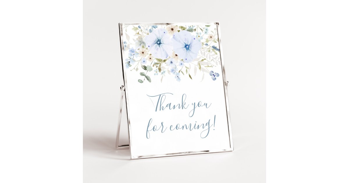 Dusty Blue Baby Bloom Thank you for Coming Poster | Zazzle