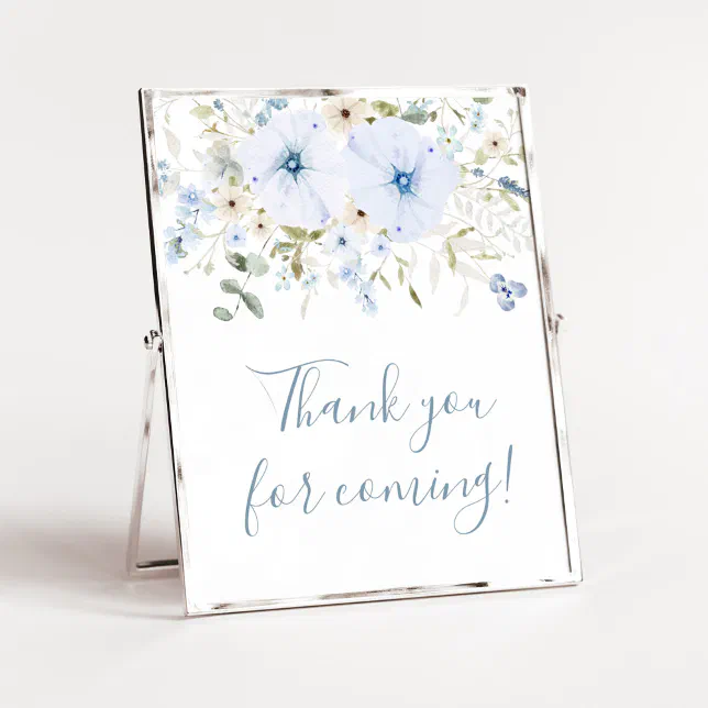 Dusty Blue Baby Bloom Thank you for Coming Poster | Zazzle