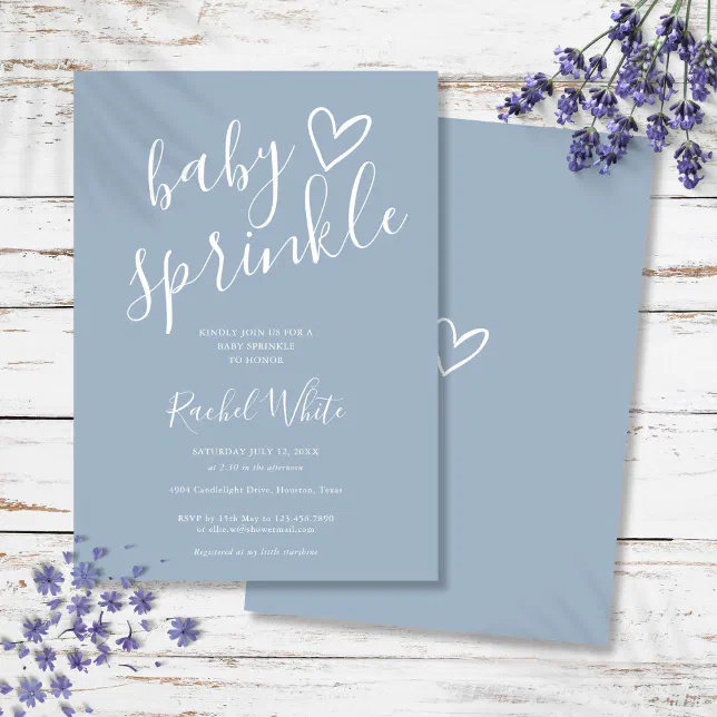 Dusty Blue Baby Boy Baby Sprinkle Shower Invitation | Zazzle