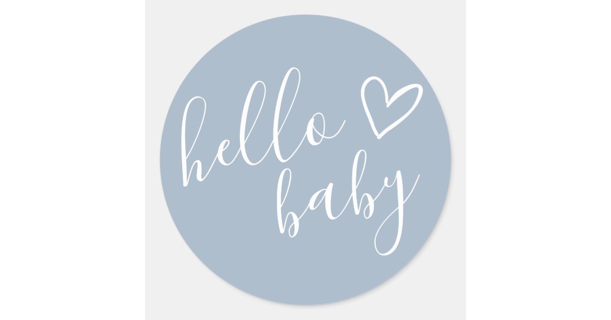 Dusty Blue Baby Boy Hello Baby Shower Classic Round Sticker | Zazzle Dusty Blue Baby Boy Hello Baby Shower Classic Round Sticker | Zazzle