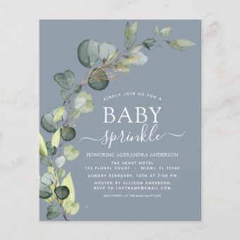 Dusty Blue Baby Sprinkle Shower Invitation | Zazzle