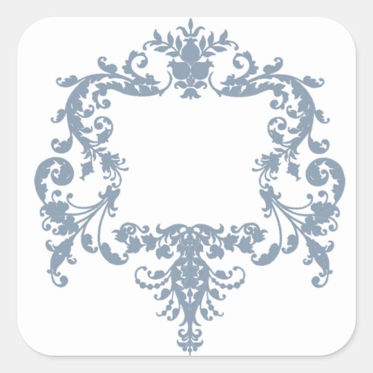 Dusty Blue Baroque Frame Square Sticker | Zazzle.com