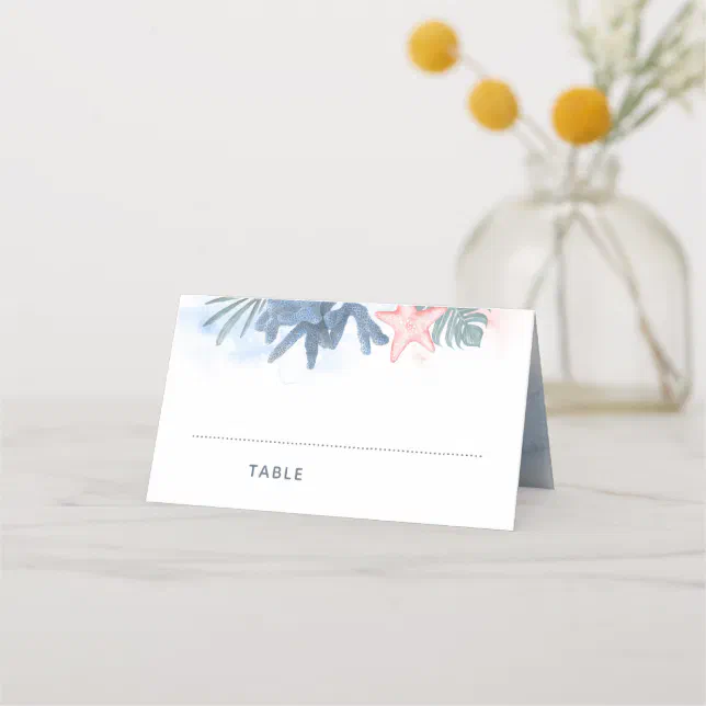 Dusty Blue Beach Wedding | Special Party Place Card | Zazzle