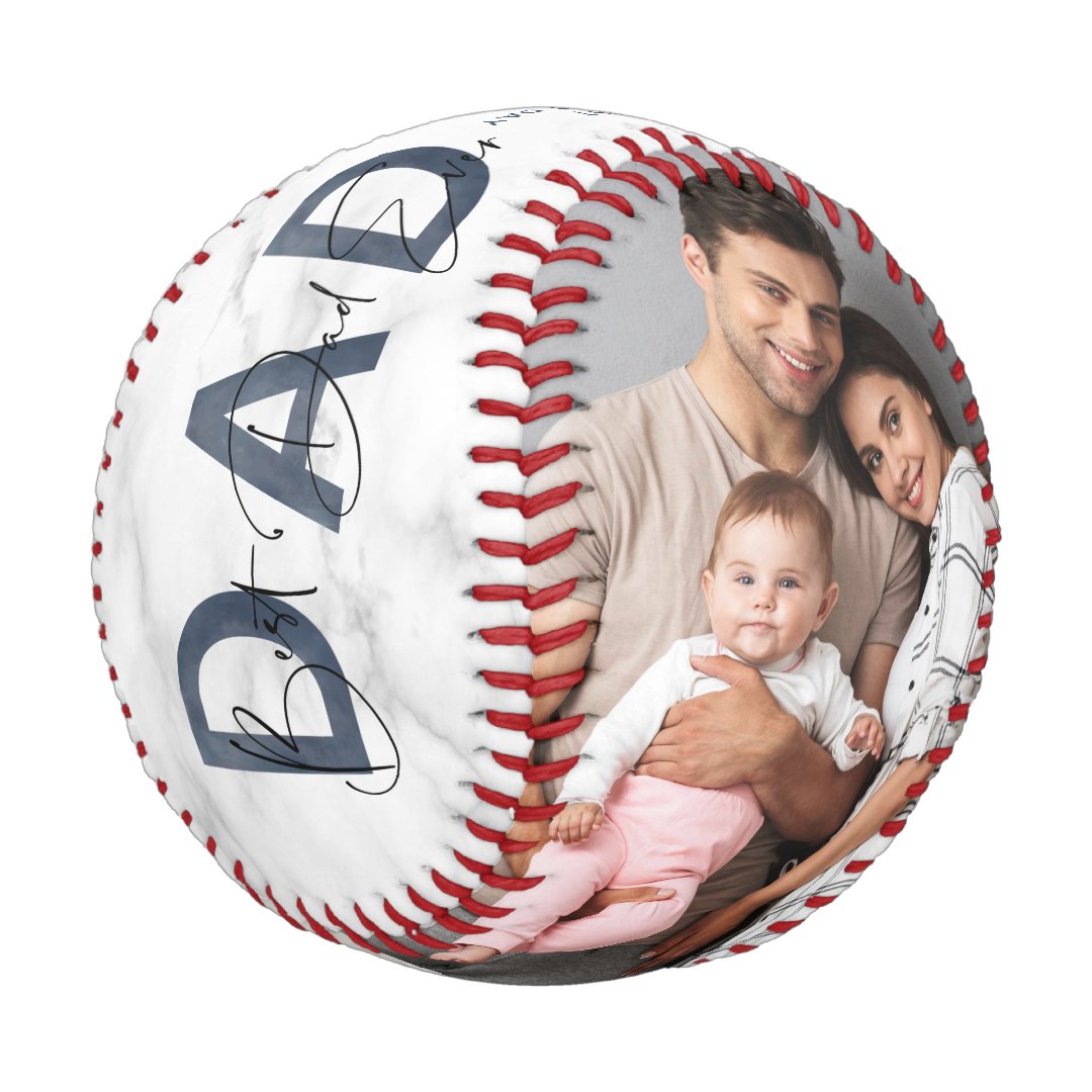 Dusty Blue Best Dad Ever First Fathers Day Photo Baseball | Zazzle