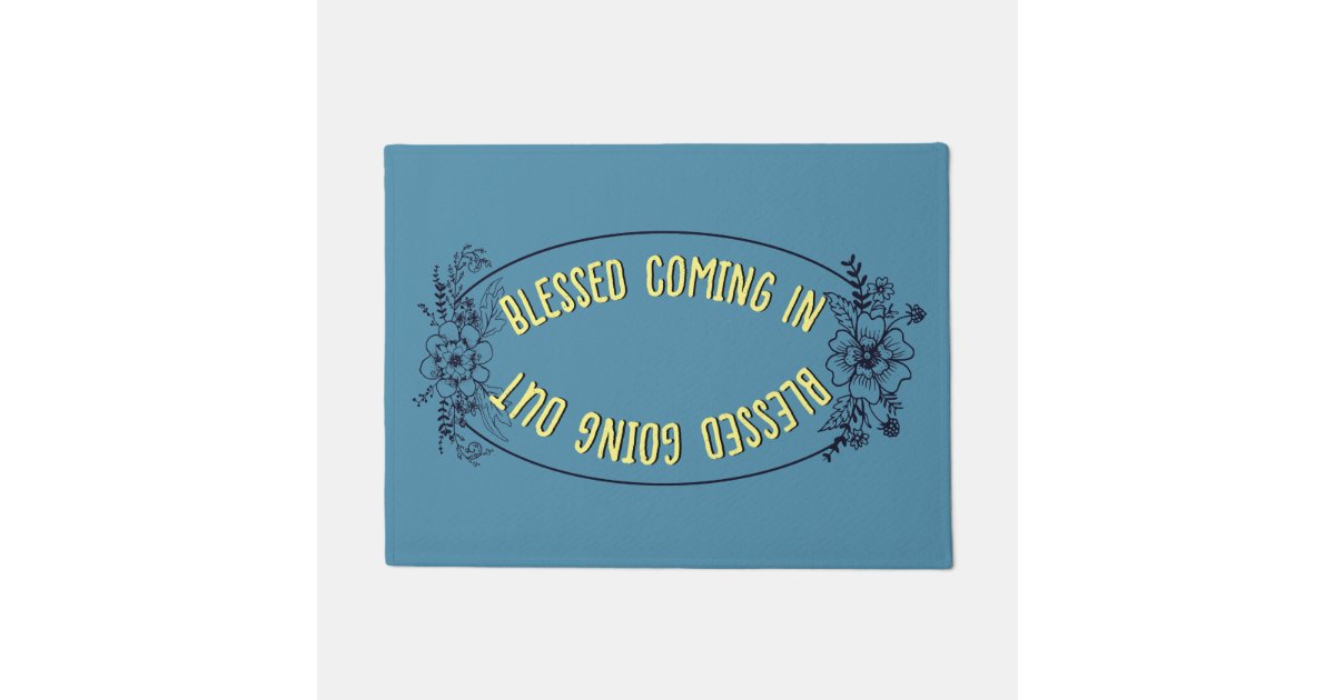 Dusty Blue Blessed Coming In Blessed Going Out Doormat | Zazzle