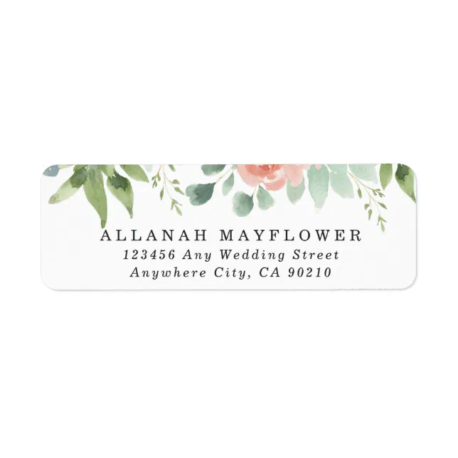 Dusty Blue Blush Succulent Floral Garden Wedding Label | Zazzle