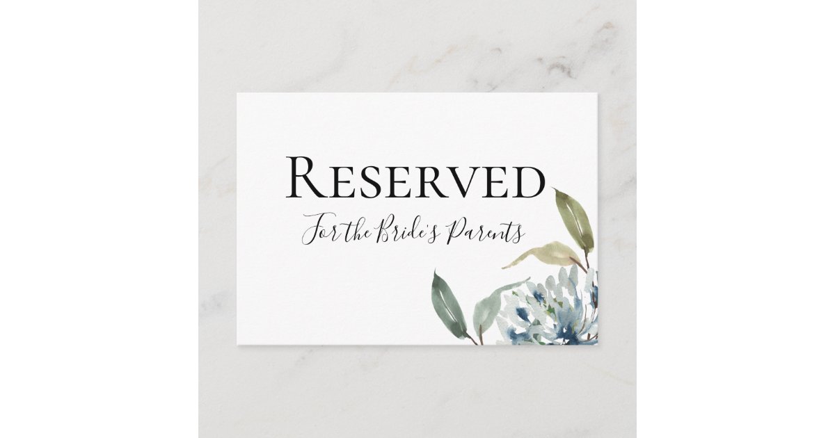 Dusty Blue Botanical Reserved Sign | Zazzle.com