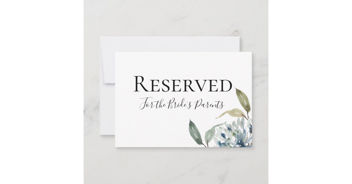 Dusty Blue Botanical Reserved Sign | Zazzle