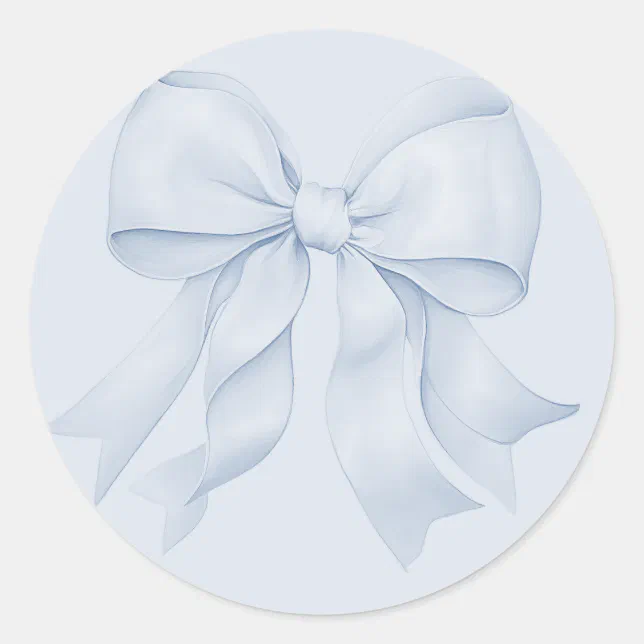 Dusty Blue Bow Elegant Classic Round Sticker | Zazzle