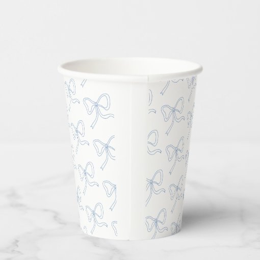 Dusty Blue Bow Ribbon Summer Party Paper Coasters Paper Cups | Zazzle