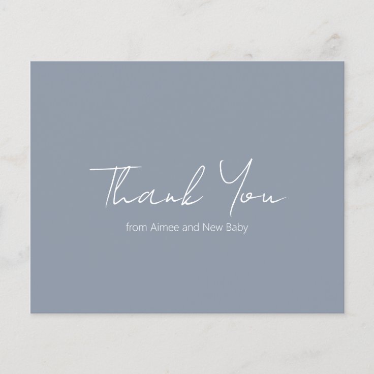 Dusty Blue Boy Budget Baby Shower Thank You Card | Zazzle