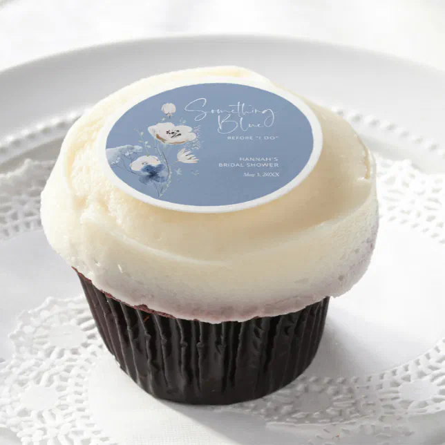 Dusty Blue Bridal Shower Cupcake Edible Frosting Rounds | Zazzle