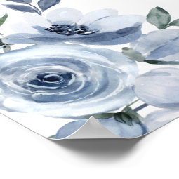 Dusty Blue Bridal Shower Floral Arch Poster | Zazzle