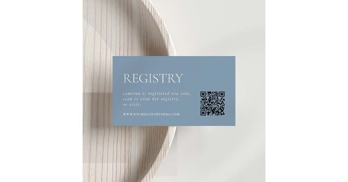 Dusty Blue | Bridal Shower Registry QR Enclosure Card | Zazzle
