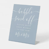 Dusty Blue Bubble Send Off Chic Script Pedestal Sign | Zazzle