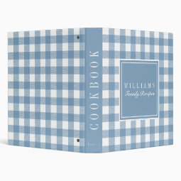 Dusty Blue Buffalo Plaid Recipe Cookbook 3 Ring Binder | Zazzle