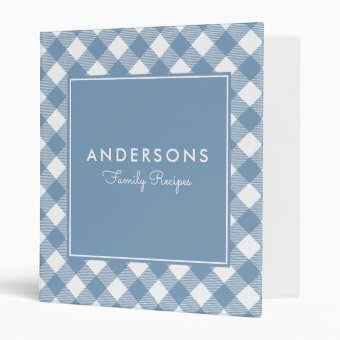 Dusty Blue Buffalo Plaid Recipe Cookbook 3 Ring Binder | Zazzle