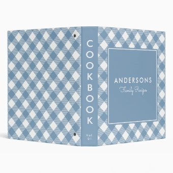 Dusty Blue Buffalo Plaid Recipe Cookbook 3 Ring Binder | Zazzle