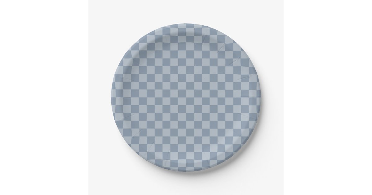 Dusty Blue Checkerboard Paper Plates | Zazzle