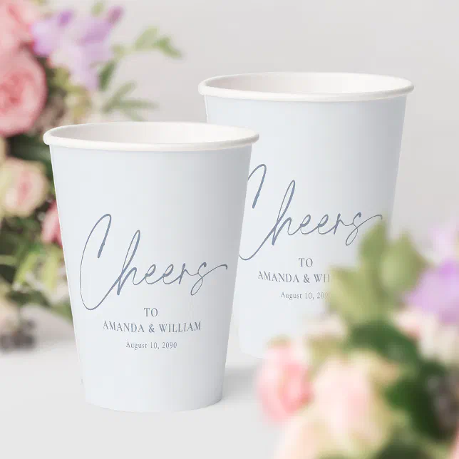 Dusty Blue Cheers Wedding Cup – Toast Drinkware | Zazzle