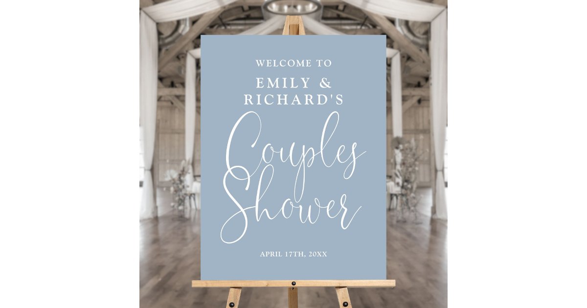 Dusty Blue Couples Shower Welcome Sign | Zazzle