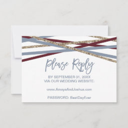 Dusty Blue & Cranberry Streamers Online RSVP Card | Zazzle