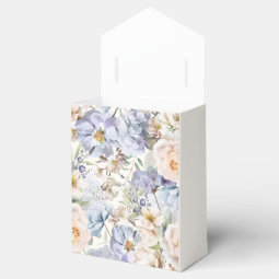 Dusty Blue Cream Floral Wedding Favor Box | Zazzle