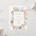 Dusty Blue Cream Floral Wedding Invitation | Zazzle