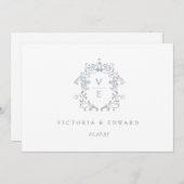 Dusty Blue Crest Monogram Wedding Logo Invitation | Zazzle