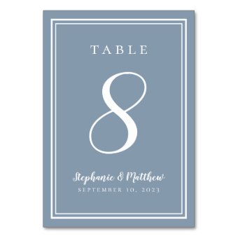 Dusty Blue Customized Wedding Table Number | Zazzle