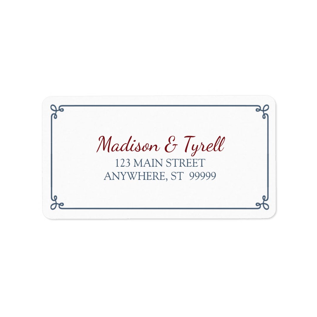 Dusty Blue & Dark Red Address Label | Zazzle