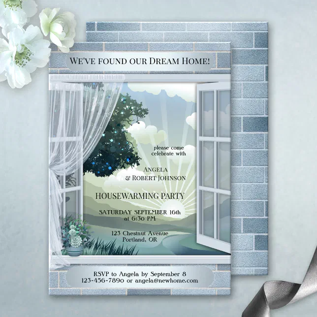 Dusty Blue Dream Home Housewarming Invitation | Zazzle