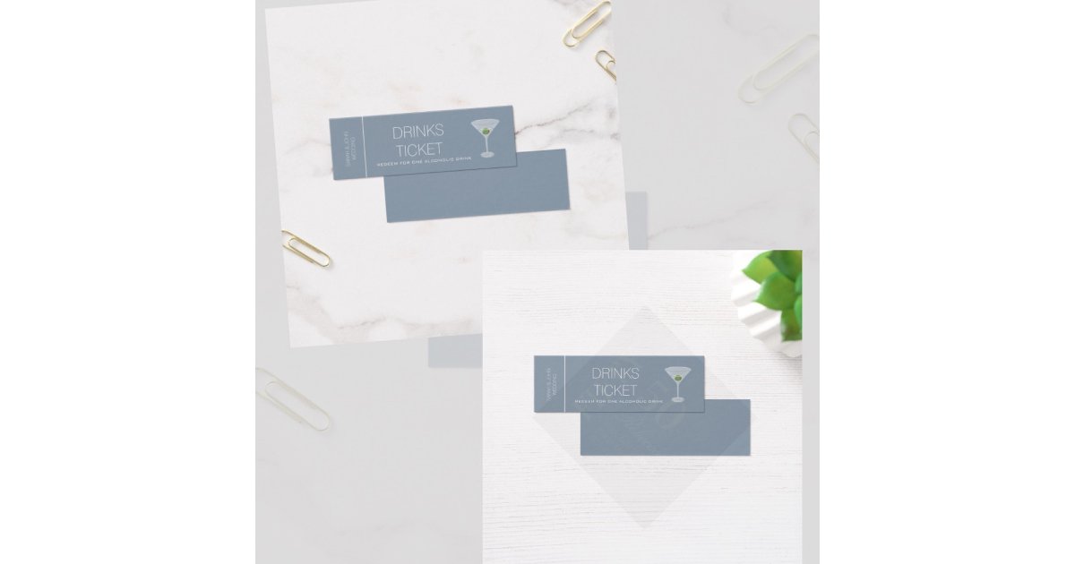 Dusty Blue Drink Ticket Wedding Reception Card | Zazzle