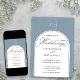 Dusty Blue Elegant Calligraphy Monogrammed Wedding Invitation | Zazzle