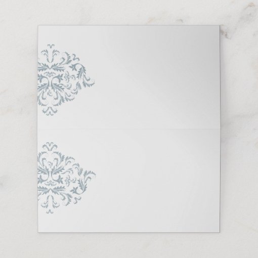 Dusty Blue elegant Damask Blank Place Cards | Zazzle