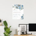 Dusty blue elegant floral bridal shower welcome poster | Zazzle