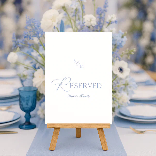 Dusty Blue Elegant “Reserved” Wedding Sign Invitation | Zazzle