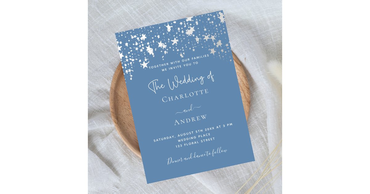 Dusty blue elegant wedding invitation | Zazzle