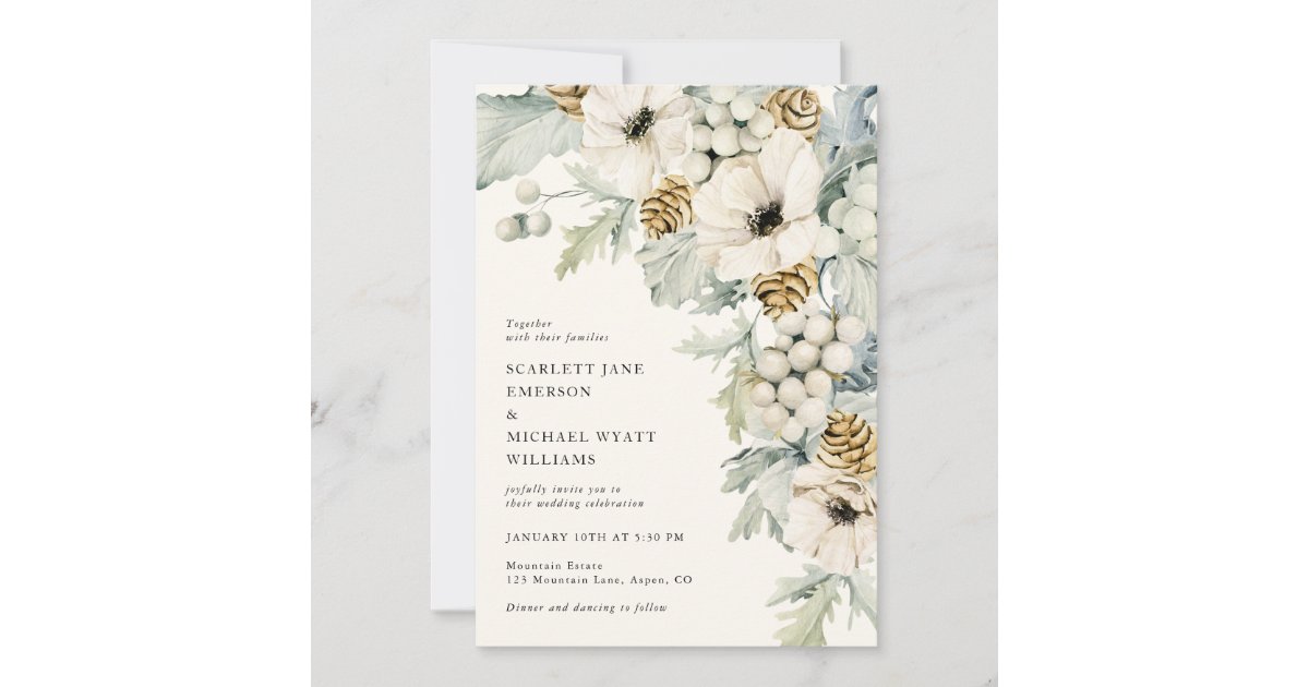 Dusty Blue Elegant Wedding Invitation | Zazzle