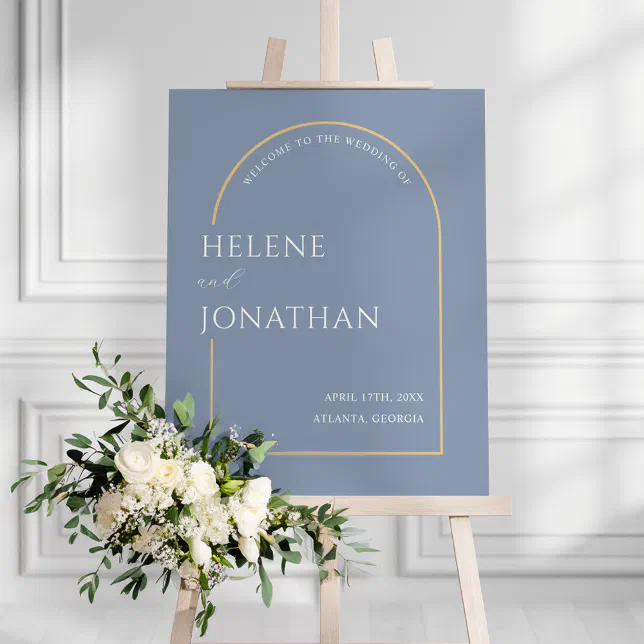 Dusty Blue Elegant Wedding Reception Welcome Sign | Zazzle