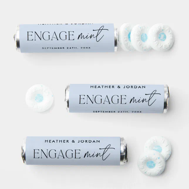 Dusty Blue Engage Mint Engagement Party Mint Favor | Zazzle