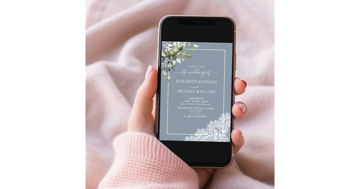 Dusty Blue Eucalyptus Botanical Photo Wedding Invitation | Zazzle