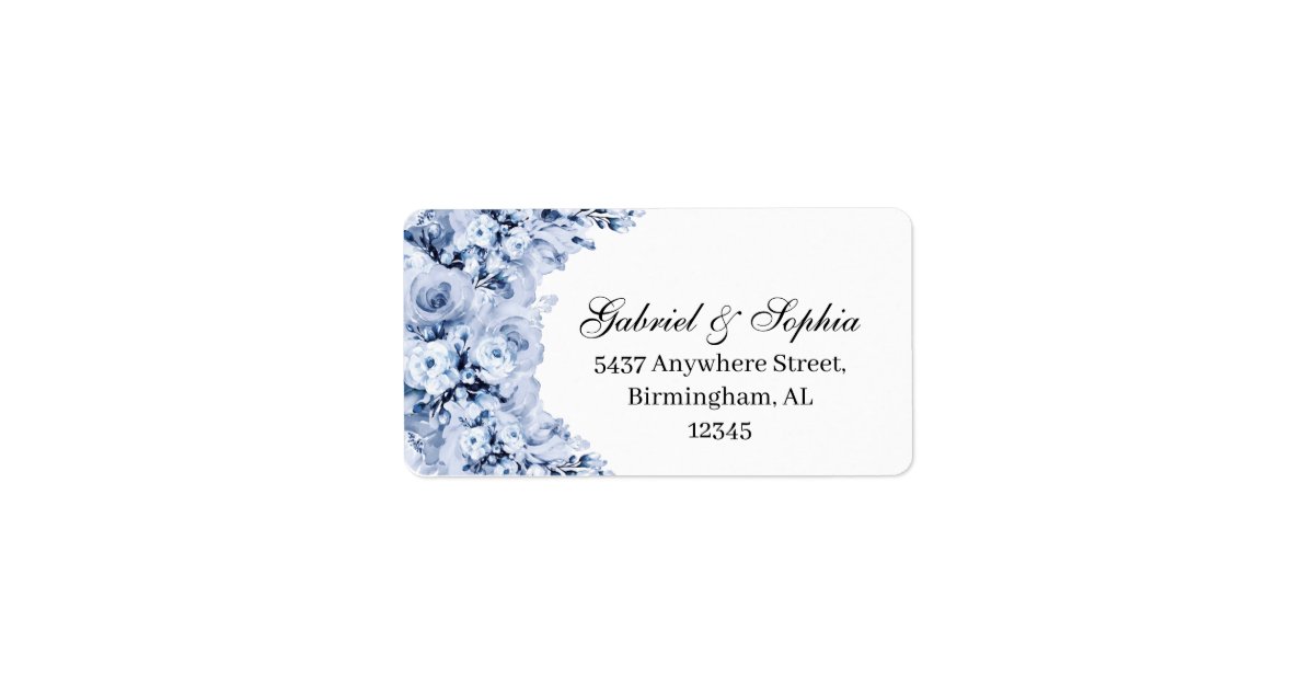 Dusty Blue Floral Address Label | Zazzle