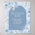 Dusty Blue Floral Bloom Bar Sign | Zazzle