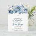 Dusty Blue Floral Confirmation Invitation | Zazzle